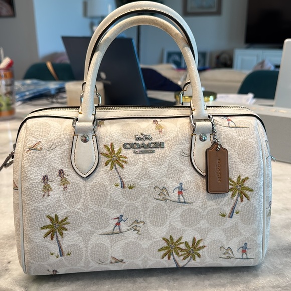 Coach | Bags | Coach Satchel Bag In Signature Canvas Palm Tree Hula ...